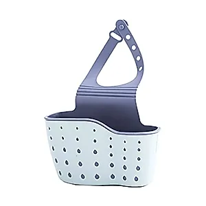 Kinteshun Kitchen Sink Caddy Sponge Holder Hang Basket for Scrubber Dish Brush Kitchen Accessories Organizer(Light Blue)