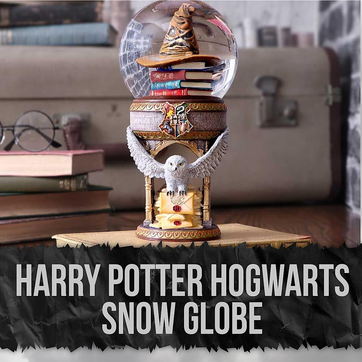 Nemesis Now Harry Potter Hogwarts Snow Globe, Officially Licensed Collectible Merchandise, Hand-Painted Resin, Features Hedwig and The Sorting Hat