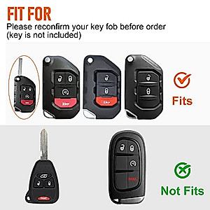 Slohif for Jeep Leather Wrangler JL JLU Rubicon 2018-2021 Gladiator JT Sahara JLU 4 Buttons, Leather Case+D-Ring+Hook(Black)