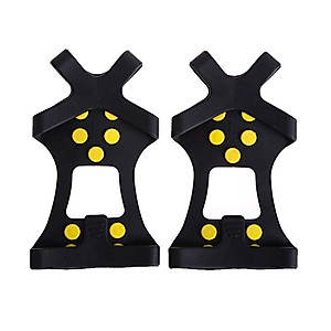 Fiersh Ice Cleats - Snow Grippers Crampons Anti-Slip Traction Cleats Ice & Snow Grips for Shoes and Boots - 10 Steel Studs Slip-on Stretch Footwear for Women Men Kids (Extra 10 Studs)