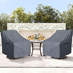 Dalema Outdoor Swivel Lounge Chair Cover 2 Pack,Heavy Duty 100% Waterproof Patio Swivel Chair Covers,Weatherproof Furniture Protective Cover for Lawn/Garden Swivel Chair(37.5" Lx39.25 Wx38.5 H,Grey)