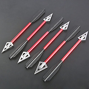 AMEYXGS 6.8" Mini Archery Crossbow Bolts Set Aluminium Crossbow Arrows with Metal Broadhead Tips for Shooting Target Practice Small Hunting Game Outdoor Fishing 50-80lbs (Red)