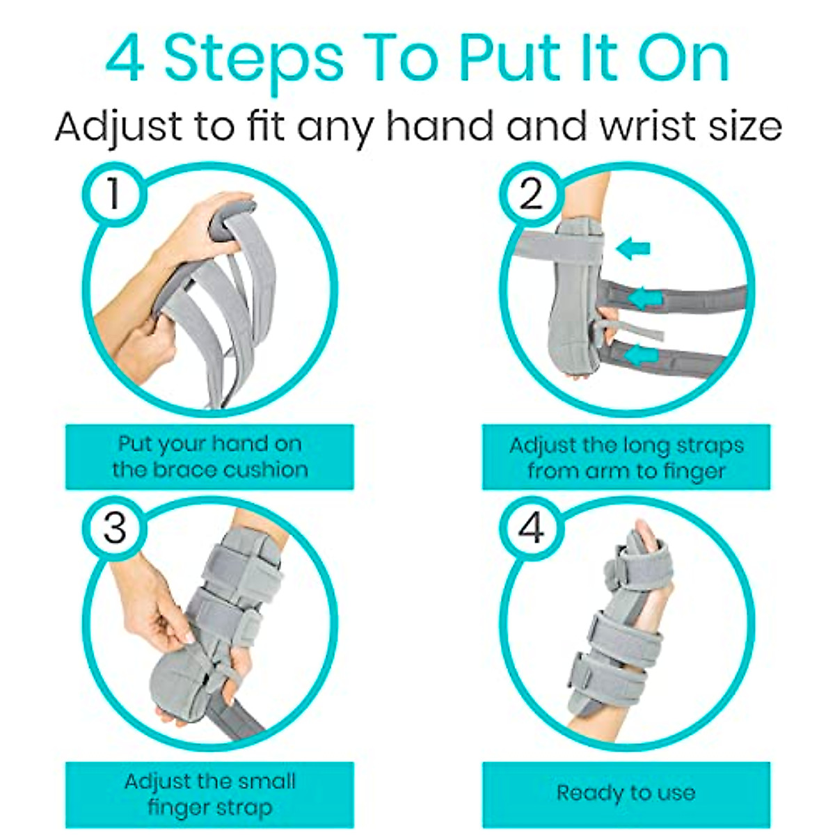 Vive Resting Hand Splint (Left) - Night Immobilizer Wrist Finger Brace - Thumb Stabilizer Wrap - for Arthritis, Tendonitis, Carpal Tunnel Pain - Functional Support for Sprains Fractures (Small)