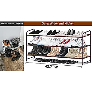 AOODA 3-Tier Long Shoe Rack for Closet Stackable Wide Shoe Shelf, Hat Storage for Baseball Caps Organizer, 2 Item Bundle