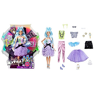 Barbie Extra Doll & Accessories Set with Pet, Mix & Match Pieces for 30+ Looks, Multiple Flexible Joints, Kids 3 Years Old & Up, GYJ69