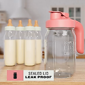 County Line Kitchen Breast Milk Pitcher for Fridge - Wide Mouth, 1 Quart (32 oz) Mason Jar - Heavy Duty Breastmilk Storage Container, Leak Proof, Sturdy - Baby Formula Mixer Pitchers
