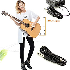 JXRYWF 3.5mm Screw Lock Stereo 1/8" to 6.35mm 1/4" Jack Guitar Audio Cable Instrument Cord for Sennheiser Wireless SK EK 100 300 500 G3…