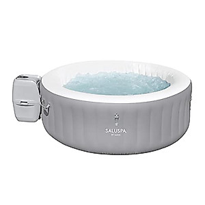 Bestway St. Lucia SaluSpa 2 to 3 Person Inflatable Round Outdoor Hot Tub with 110 Soothing AirJets, Filter Cartridge, Pump, and Insulated Cover, Gray