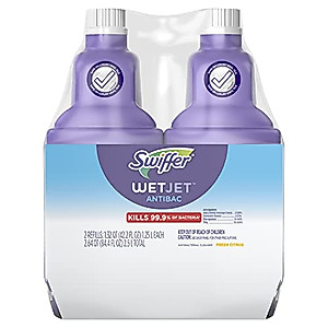 Swiffer WetJet Antibacterial Solution Refill for Floor Mopping and Cleaning, All Purpose Multi Surface Floor Cleaning Solution, Fresh Citrus Scent, 1.25 Liters (2 Pack)