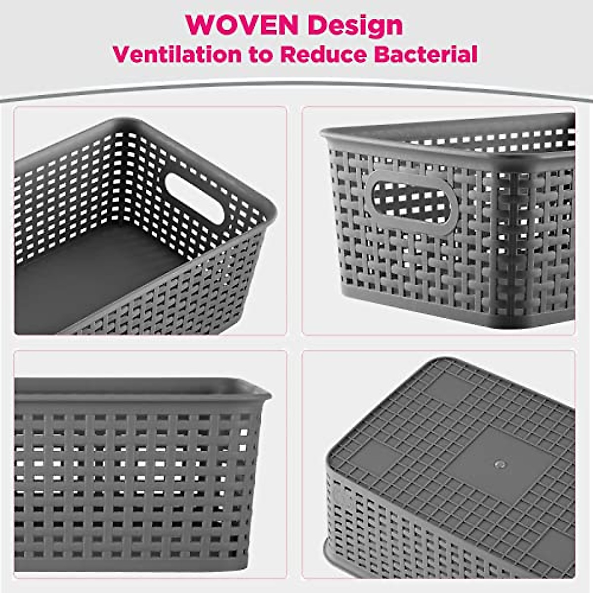 RAXMETRY Plastic Storage Baskets With Lid Lidded Storage Bins Pantry Organization and Storage Containers Small Baskets for Desktop Drawers Closet Classroom Bedroom Office