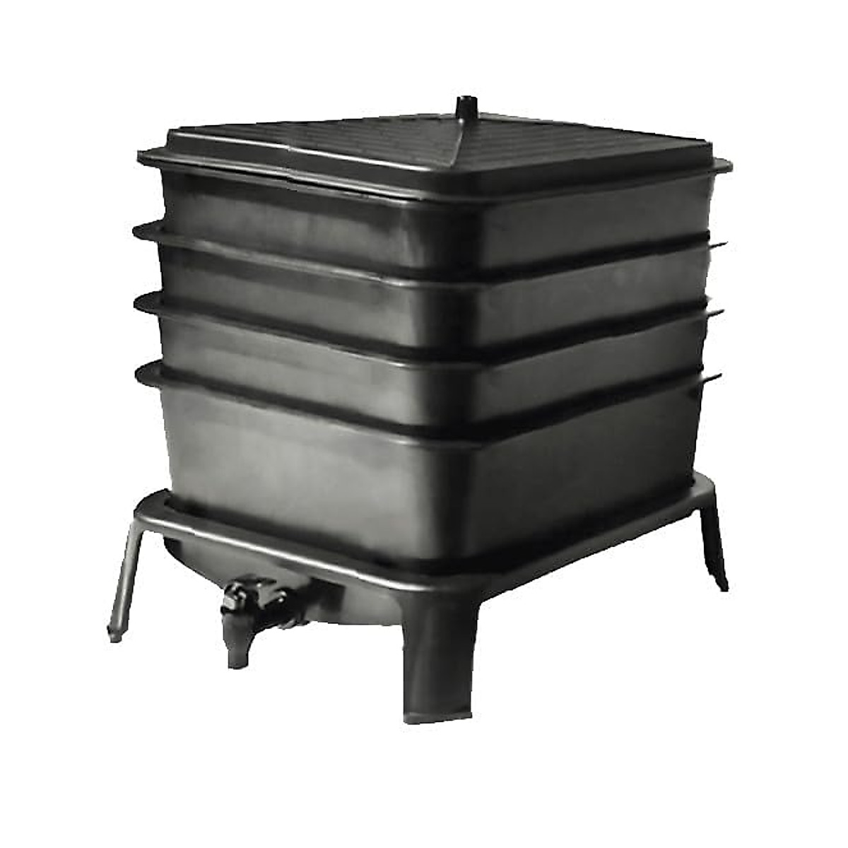 VERMI-FUTURE® Worm Condo Composting Bin, 4 Trays, Black, with Startup Bedding & 3in1 Soil Meter, Ideal for Small Households