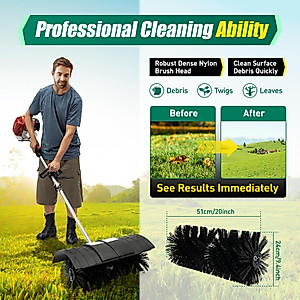 Artificial Grass Brush Power Broom, 52cc 2.3hp Sweeper Driveway Turf Lawns Handheld Sweeper,1700W Portable Power Sweeper Handheld Broom Sweeper Gasoline Engine Power Broom Brush Cleaner Tools