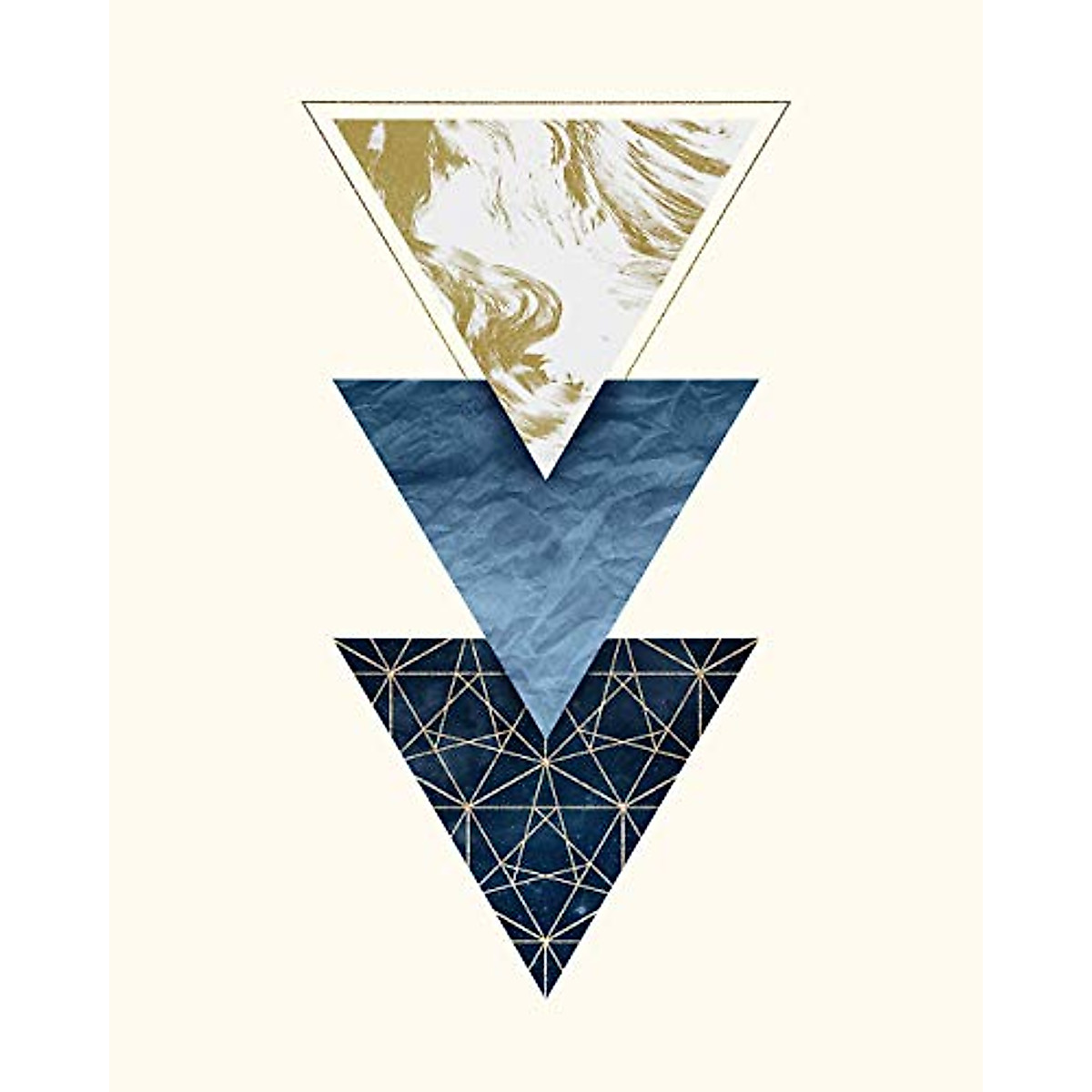 Modern Geometric Abstract Navy Blue Gold Wall Art Decor Prints, 4 (8x10) Unframed Photos, Artwork Gifts Under 20 for Home Bar Room Bathroom Office Design Studio Idea Lounge Student Teacher Friend