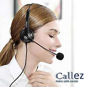 USB Headset with Microphone Noise Cancelling & Audio Controls, Wideband Computer Headphones for Business UC Skype Lync Softphone Call Center Office, Clearer Voice, Super Light, Ultra Comfort