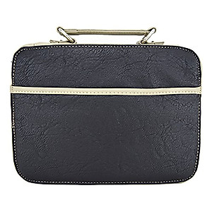 Embroidered Verse Scripture Western Bible Cover Book Carrying Case for Women Extra Strap Crossbody Purse… (Black/Grey)