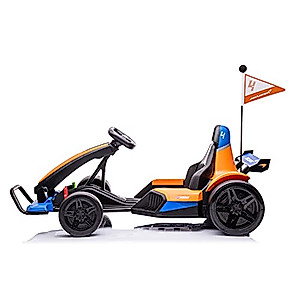 DAKOTT McLaren Electric Go Kart for Kids Ages 6-12, Up to 154 lbs, 24V 4-Wheel Electric Go Cart, 5-9 MPH Speed W/Drift Function, Orange, Large
