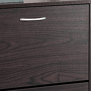 Haotian FSR110-BR, Brown Shoe Cabinet with 3 Flip Drawers, Freestanding Shoe Rack, Shoe Storage Cupboard Organizer Unit