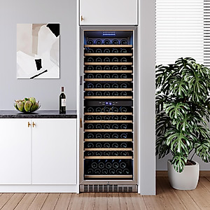 EdgeStar CWR1552DZ 24 Inch Wide 141 Bottle Capacity Free Standing Dual Zone Wine Cooler with Interior Lighting