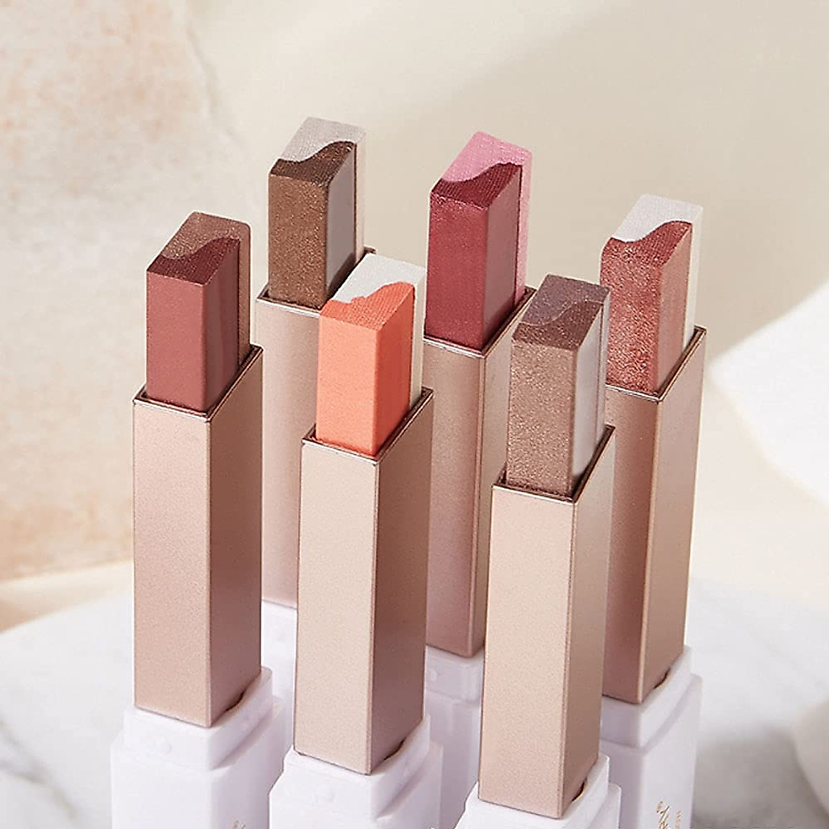 12 Colors Eye Shadow Stick Makeup, Glitter EyeShadow Highlighter Stick, Brilliant Eye Brightener Stick Shimmer Eye Highlighter Makeup Pencil, Double Colors Gradient Highlighter Eye Brightener