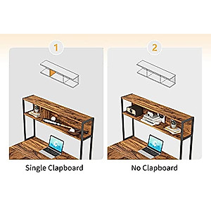 Cubiker L-Shaped Desk with Hutch, 60" Corner Computer Desk, Home Office Gaming Table with Storage Shelves, Space-Saving, Dark Rustic