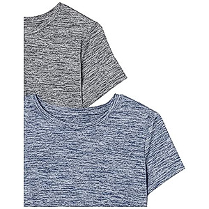 Amazon Essentials Women's Tech Stretch Short-Sleeve Crewneck T-Shirt (Available in Plus Size), Pack of 2, Black Heather/Navy Heather, Small