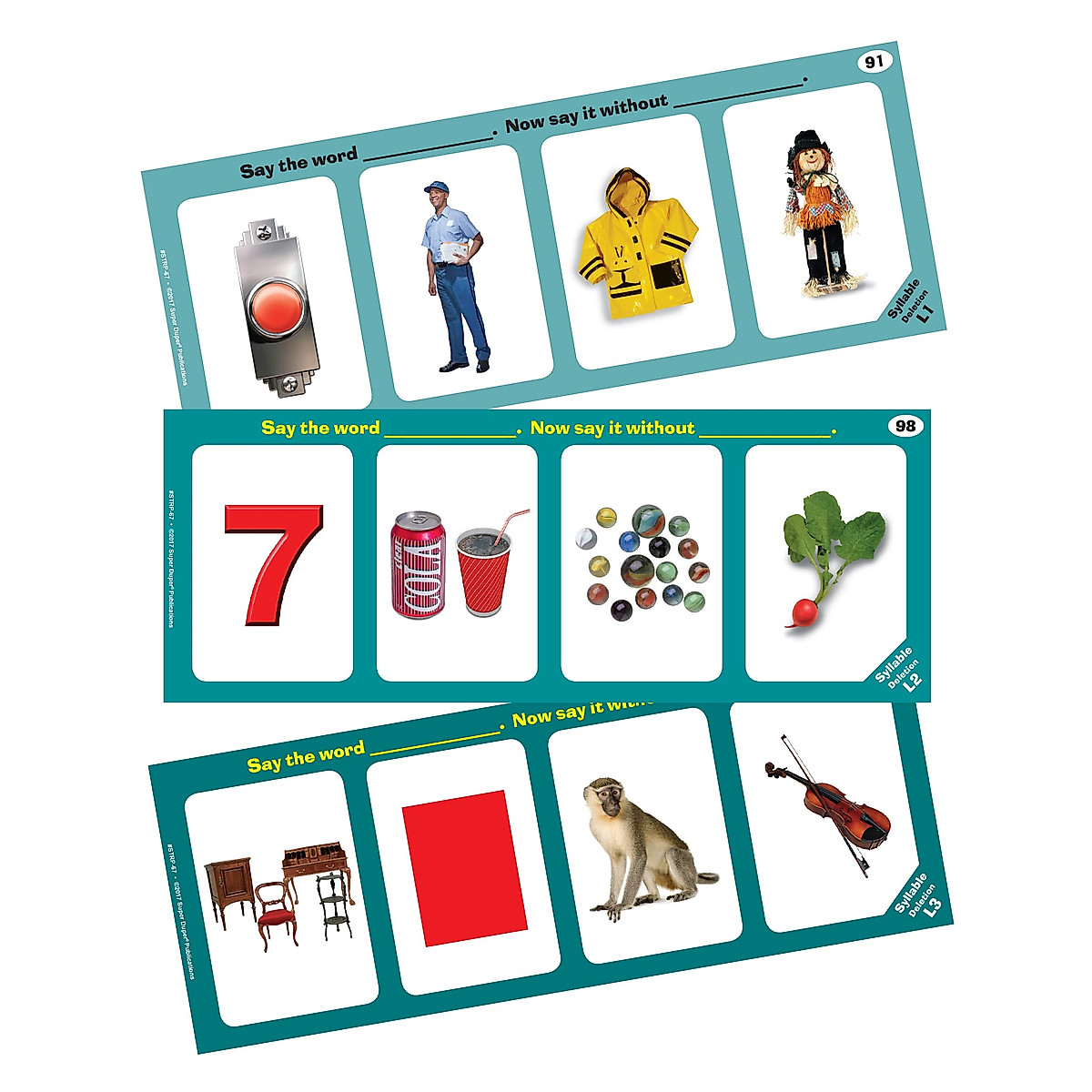 Super Duper Publications | Phonological Awareness Skill Strips® Photo Flash Cards | Educational Learning Resource for Children | Skills to Learn to Read | Activities for Auditory Processing Disorders