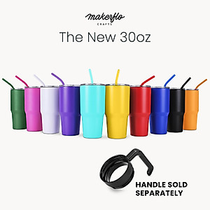 makerflo 30 oz Orange Powder Coated Tumbler Pack of 1 with Upgrad Handle Option, Includes a Sliding Splash & Leak Proof Lid, Ideal for Craft, Personalization (Laser Engraving, UV DTF, Epoxy, Vinyl)