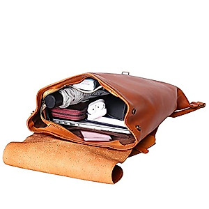 Full Grain Leather Laptop Backpack Purse for Women, Top Choice Gifts for Ladies, Expandable Carry On Casual Backpack, Fits 15.6 Inch Laptop