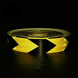 AISEY 2" X 30ft Reflective Safety Hazard Warning Tape Waterproof Yellow Black - High Intensity Reflector Tape for Outdoor Steps