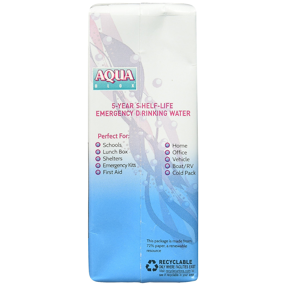 Aqua Blox 200ml Water Supply (32 Pack), Purified Emergency Drinking Water, 5-Year Shelf LIfe, Emergency Preparedness Supplies for Disasters, Camping, Earthquake, Flood, No Additives or Preservatives