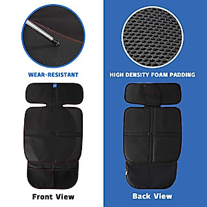 funbliss Car Seat Protector (2 Packs, Black) - Polyester, Universal Fit, Waterproof, Thickest Padding for Baby Car, Crash Tested, Dual Grip Traction - Vehicle Seat Cover