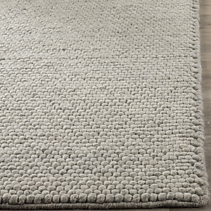 SAFAVIEH Natura Collection Area Rug - 9' x 12', Silver, Handmade Wool, Ideal for High Traffic Areas in Living Room, Bedroom (NAT620C)