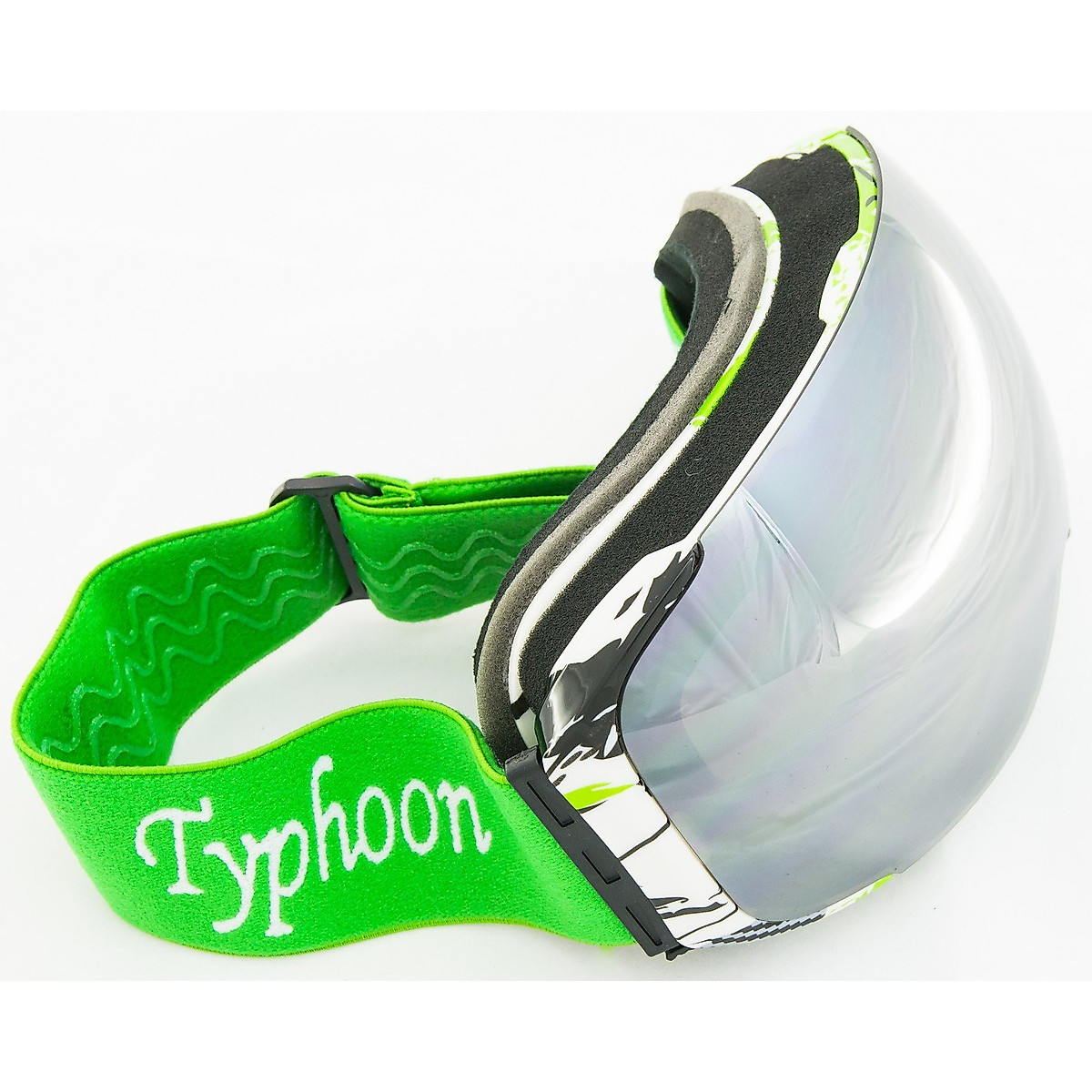 Typhoon Sports Magnetic Lens Ski Snowboard Anti-Fog Goggles (Green White w/Silver & Yellow)