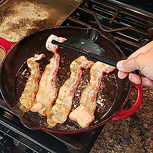 12-Inch Professional Kitchen & Cooking Tweezers Tongs - Stainless Steel Long Tweezer Tongs - Black Coated - BBQ,Plating,Multi-use