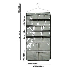 NIMES Hanging Closet Underwear Sock Bra Organizer Dual-Sided Accessories Storage With 42 Clear Pockets (GREY)