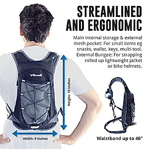 Vibrelli Hydration Pack & 2L Hydration Water Bladder - High Flow Bite Valve - Hydration Backpack with Storage - Lightweight Running Backpack, Also for Cycling, Hiking, Ski, Snow for Men, Women & Kids