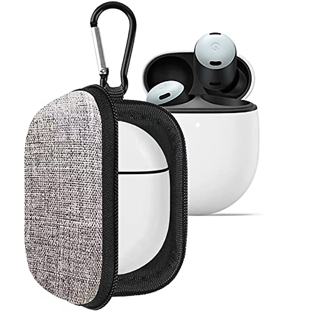 Compatible for Google Pixel Buds Pro 2022 Case, [Portable] [Keychain] [Storage Bag] Hard Case for Google Pixel Buds Pro/Pixel Buds A-Series/Pixel Buds 2 Case (Grey)