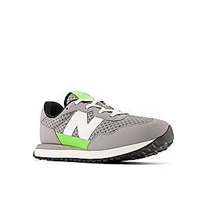 New Balance Kids 237 V1 Lace Up Sneaker, Shadow Grey/Pixel Green, 6 US Unisex Big