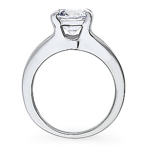BERRICLE Sterling Silver Solitaire Wedding Engagement Rings 2.7 Carat Round Cubic Zirconia CZ Cocktail Promise Ring for Women, Rhodium Plated Size 7