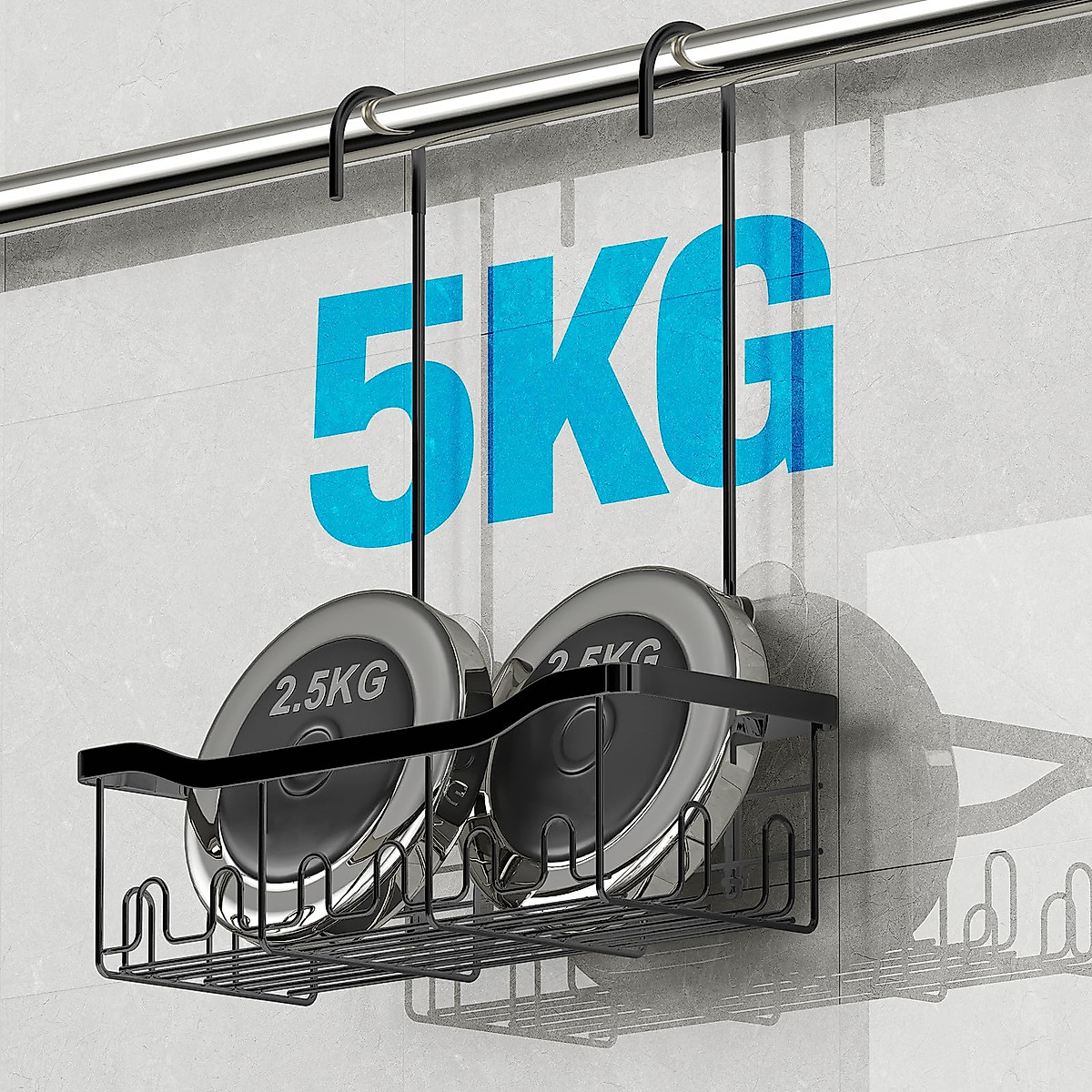 BYT Shower Caddy Hanging, Shower Organizer Hanging for Bathroom, Shower Basket with Hooks, Shower Storage, Shower Shelf No Drilling, Shower Rack for Shower Faucet or Cross Bar (Black)