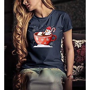 Merry Christmas Snowman in Hot Cocoa Chocolate Drinking Family Pajamas for Men Women Gift Unisex T-Shirt (Navy - 2XL)