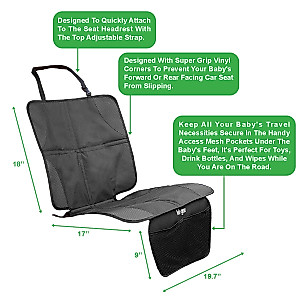 Car Seat Protector by Lebogner - “2 Pack” Luxury Anti-Slip Mat Cover Protector to Keep Clean and Protect Your Auto Leather and Upholstery Seats from Damage, Includes 2 Handy Mesh Storage Pockets