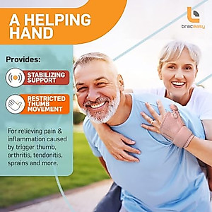 BracEasy Thumb Brace: Thumb Support for arthritis - Thumb Splint Right Hand & Thumb Splint Left Hand. Wrist and Thumb Support, De Quervains Tenosynovitis Splint, Thumb Spica Splint [Pink; Single]