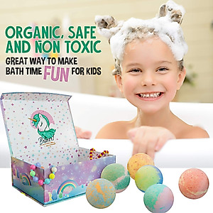 Unicorn Love Bath Bombs for Girls with Jewelry Inside + Free Jewelry Box - Organic, Skin Moisturizing, Natural Bubble Bath Bombs with Surprise Inside, Valentine's Day Gifts for Kids, Tween Girls