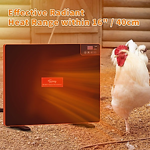 Toozey Chicken Coop Heater, Radiant Heat Chicken Heater with Adjustable Temperature and Cycle Timer, 200 Watts Quick Heater for Chicken Coop with Thermostat, Safer Than Brooder Lamp, 16.9"x13"