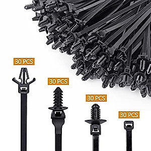 Xislet Universal Push Mount Cable Zip Tie Compatible with Cars Boat Trailer Polaris UTV Side By Side Jeep Wrangler Nylon Self Locking Cable Strap for Engine Bay Wire Harness Restraint Ties- 120 Pcs