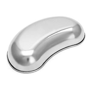 QWORK 2Pcs 8" Stainless Steel Kidney Tray, Kidney Shaped Emesis Basin, Dental Lab Instruments Surgical Trays, Reusable Metal Kidney Dish,for Soiled Dressings, Medic Waster