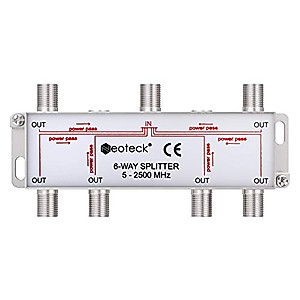 Neoteck 6-Way Coax Cable Splitter MoCA 5-2500MHz, Coaxial Splitter