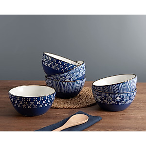 Pfaltzgraff Soup Ceral Bowls, Set Of 6, 25-Ounce, Navy
