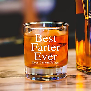 AGMdesign, Best Farter Ever Oops I Meant Father Whiskey Glasses, Unique Gag Gift, Fathers Day Gift Idea for Dad from Daughter, Son, Wife, Guys